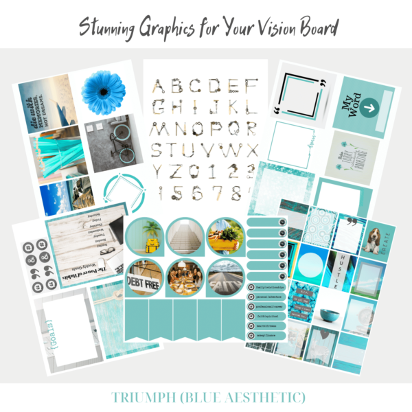 Blue Aesthetic dream board bundle with foam board and matching accessories