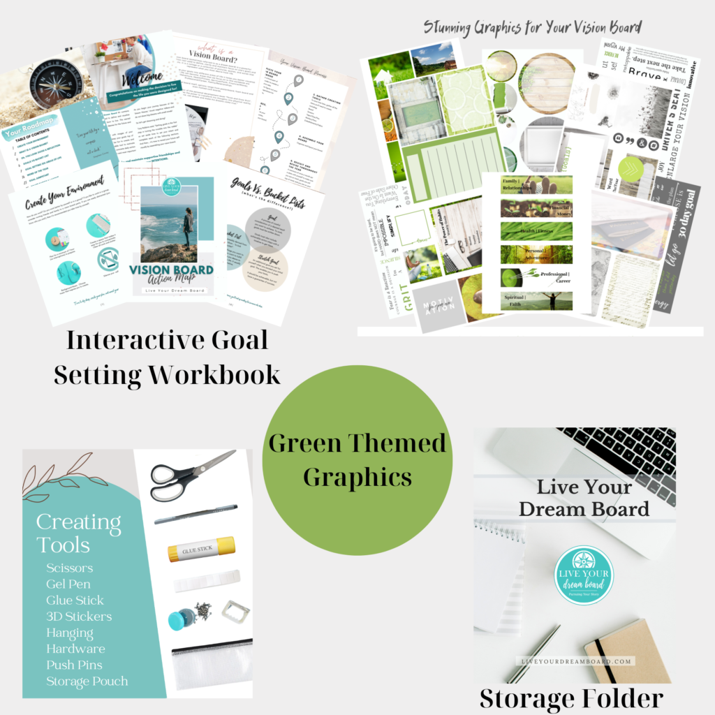 Green vision board bundle includes everything needed to manifest your ...