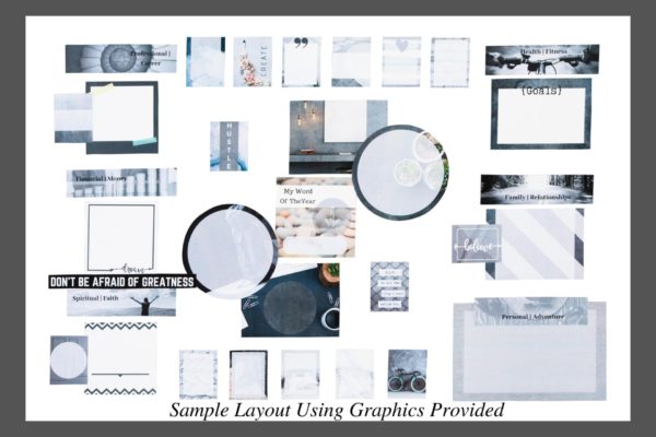 Sleek - Simple - Inspiring. Grey vision board kit.